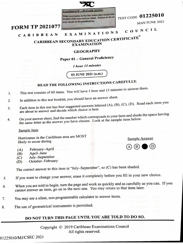 Csec Geo 2021 | PDF