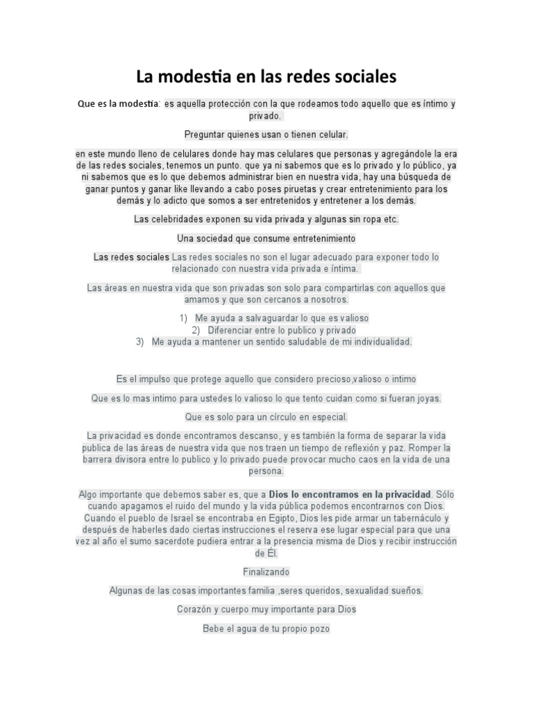 La Modestia en Las Redes Sociales | PDF