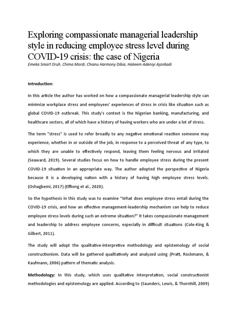 Compassionate Leadership Reduces Stress | PDF | Leadership | Methodology