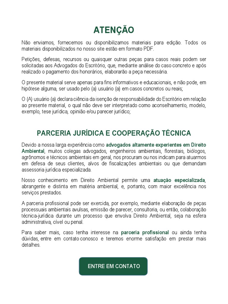 33 Modelo Defesa Previa Multa Ambiental Por Destruir Ou Danificar ...