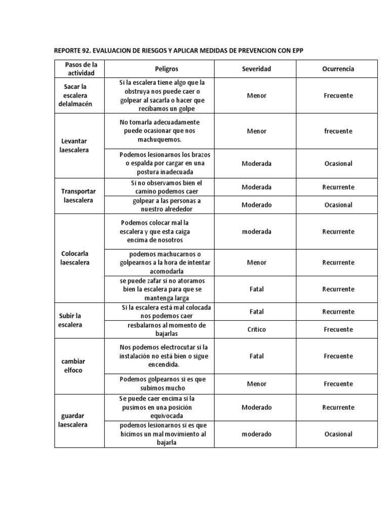 Reporte 92-Evaluacion de riesgos | PDF
