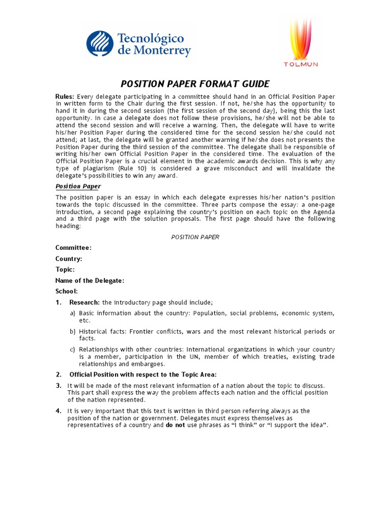 Position Paper | PDF | Israel | World Politics