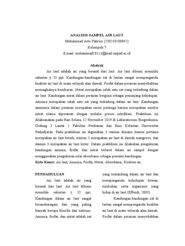 Analisis Sampel Air Laut | PDF
