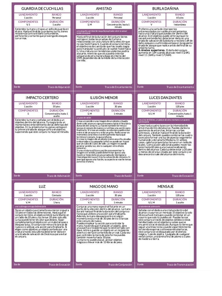 Bard SpellBook 0-9 | PDF