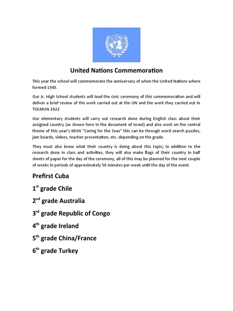 United Nations Commemoration | PDF | Travel