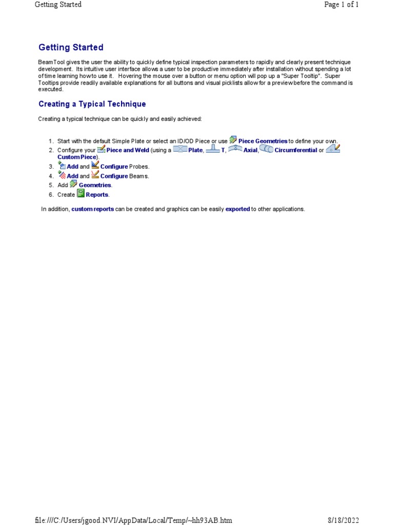 BeamTool 10 - User Manual PDF | PDF | Menu (Computing) | Page Layout