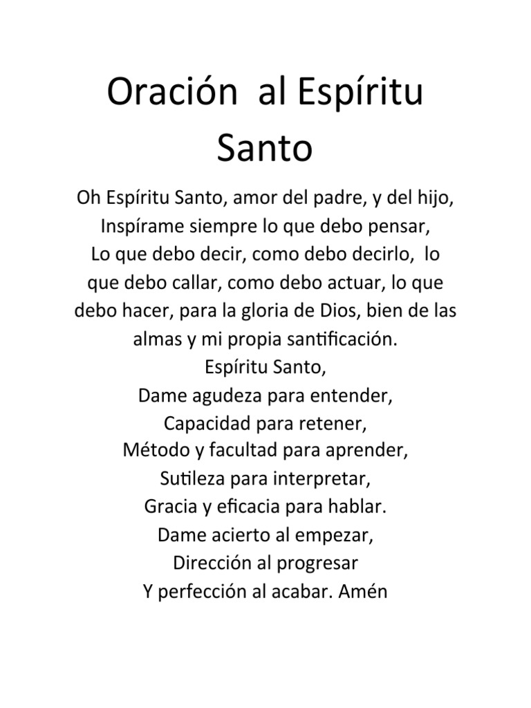Oración Al Espíritu Santo | PDF