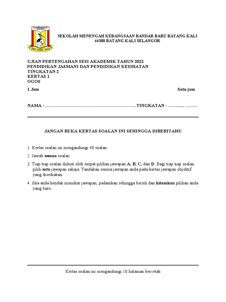 Cover PJPK Form 2 | PDF