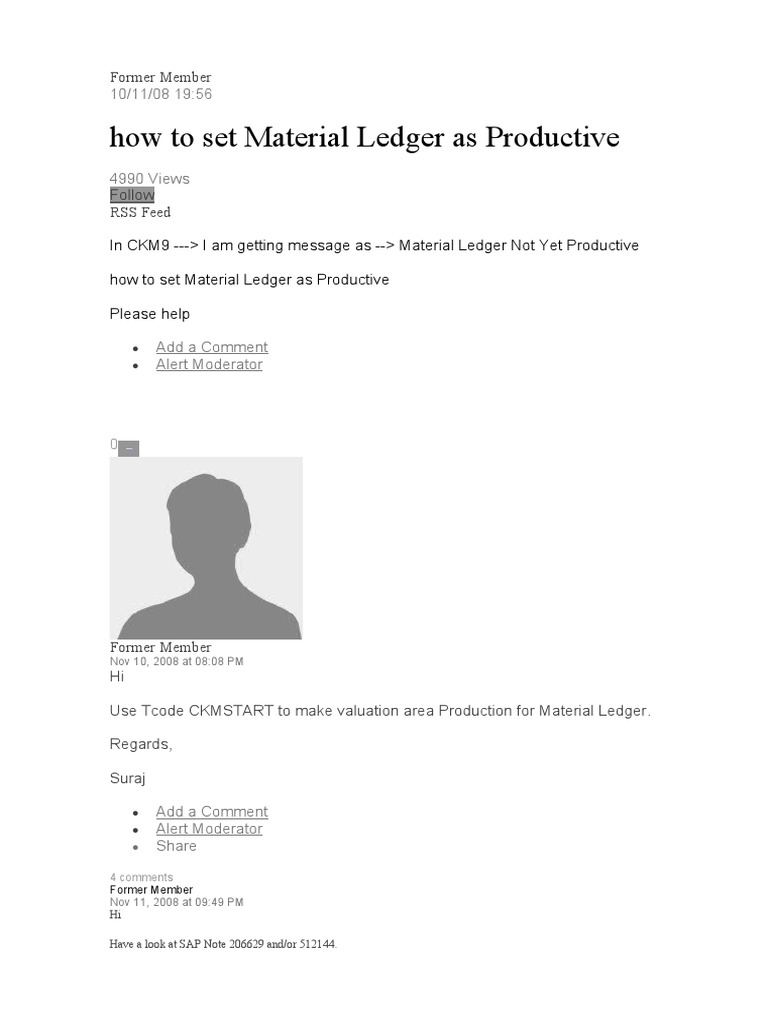 How To Set Material Ledger As Productive | PDF