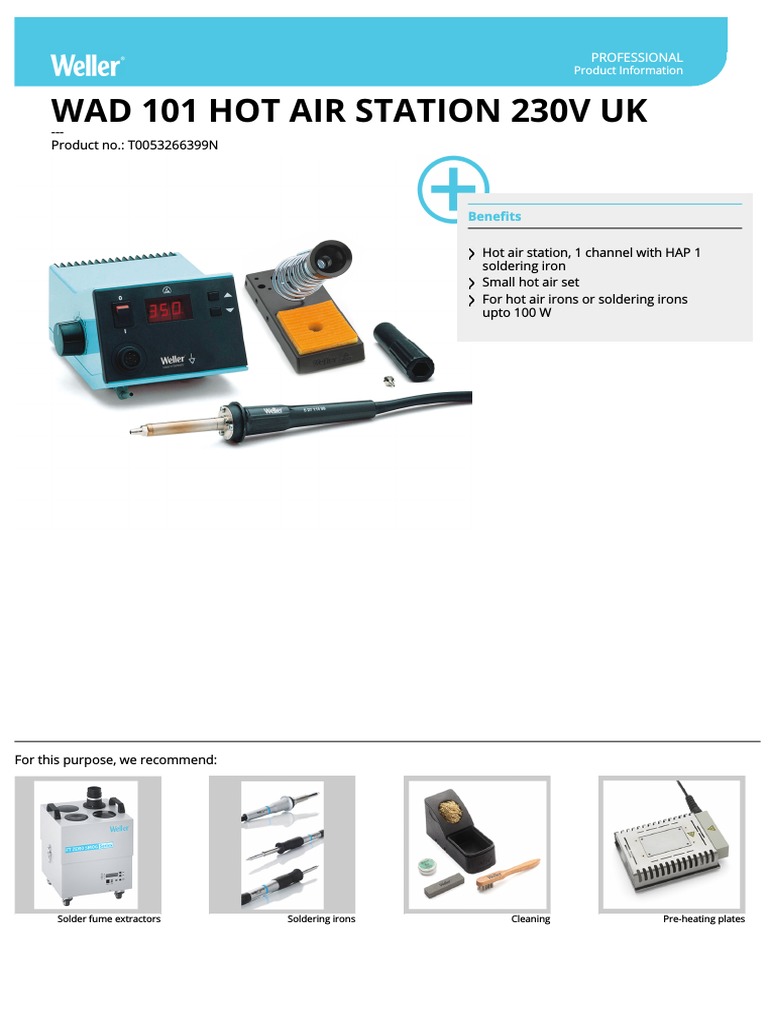 Wad 101 Hot Air Station 230V Uk: - Product No.: T0053266399N | PDF ...