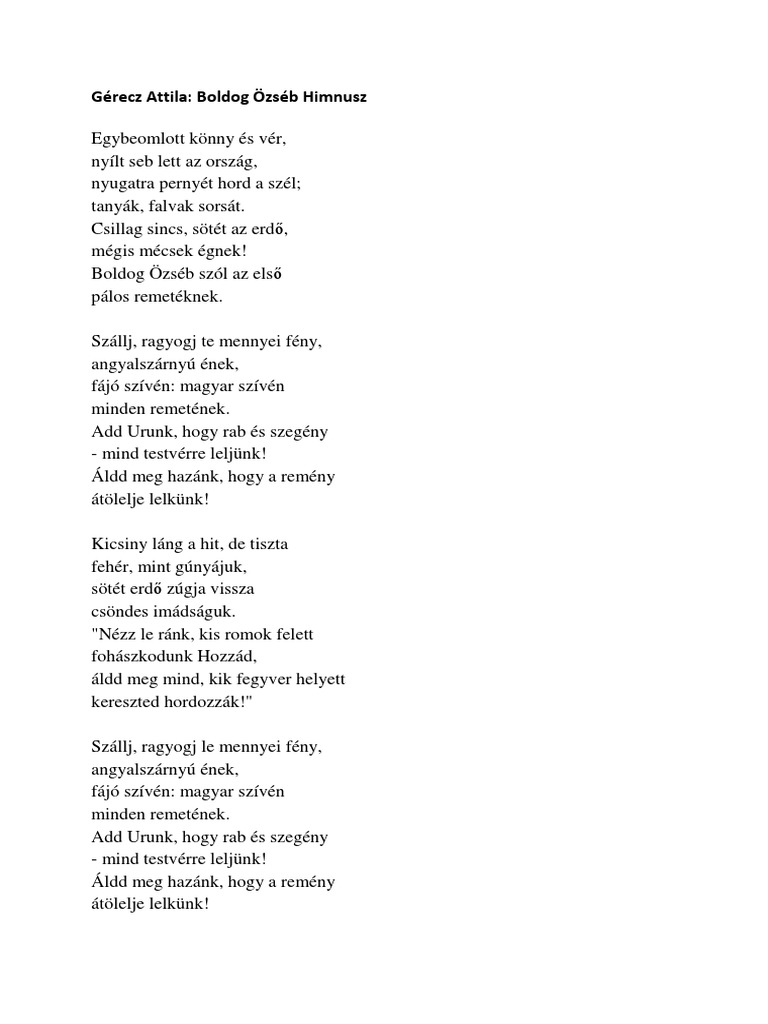 Gerecz Attila - Boldog Ozseb Himnusz | PDF