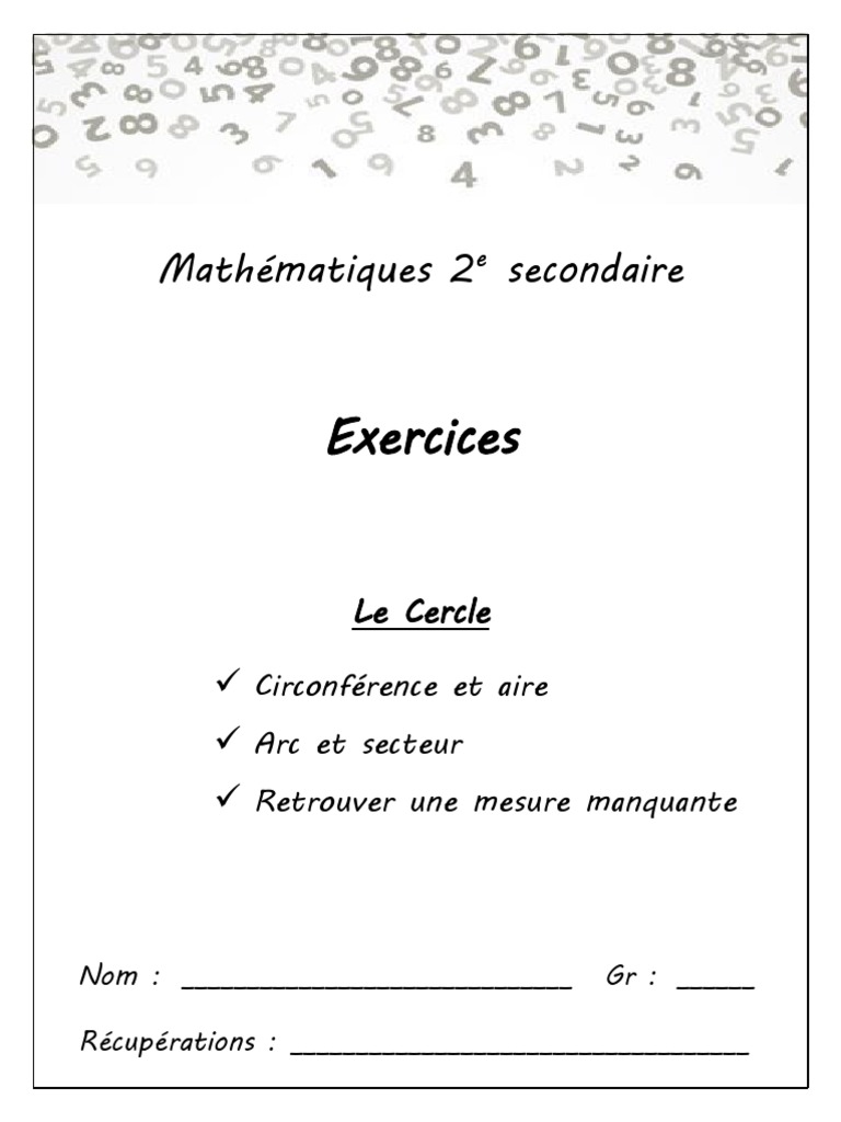 Exercices sur la circonférence du cercle | PDF | Cercle | Angle