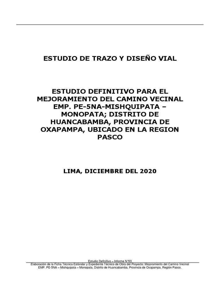 Informe sobre Mejoramiento de Camino PE-5NA | PDF | La carretera | Curva