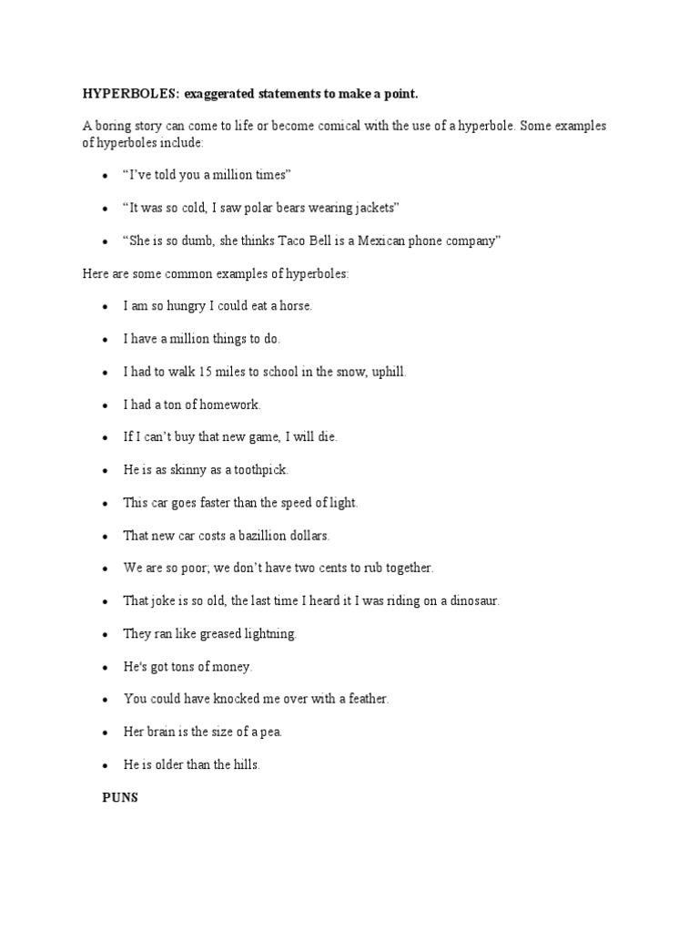 Hyperboles and Puns | PDF