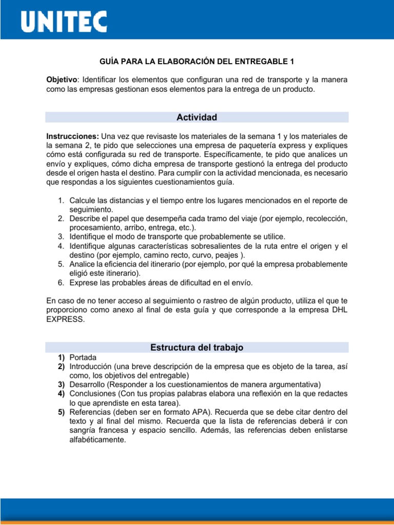 Guía para La Elaboración Del ENTREGABLE 1 PDF | PDF