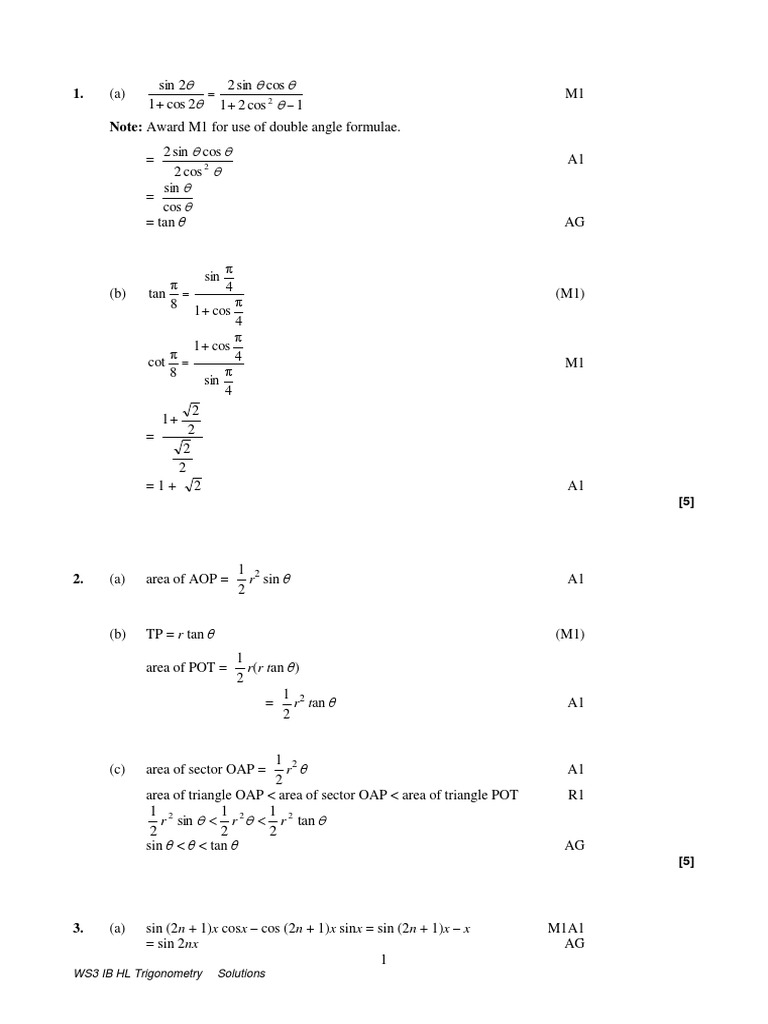 3 Trig WS3 Paper1 Ans PDF | PDF | Trigonometric Functions | Elementary Mathematics