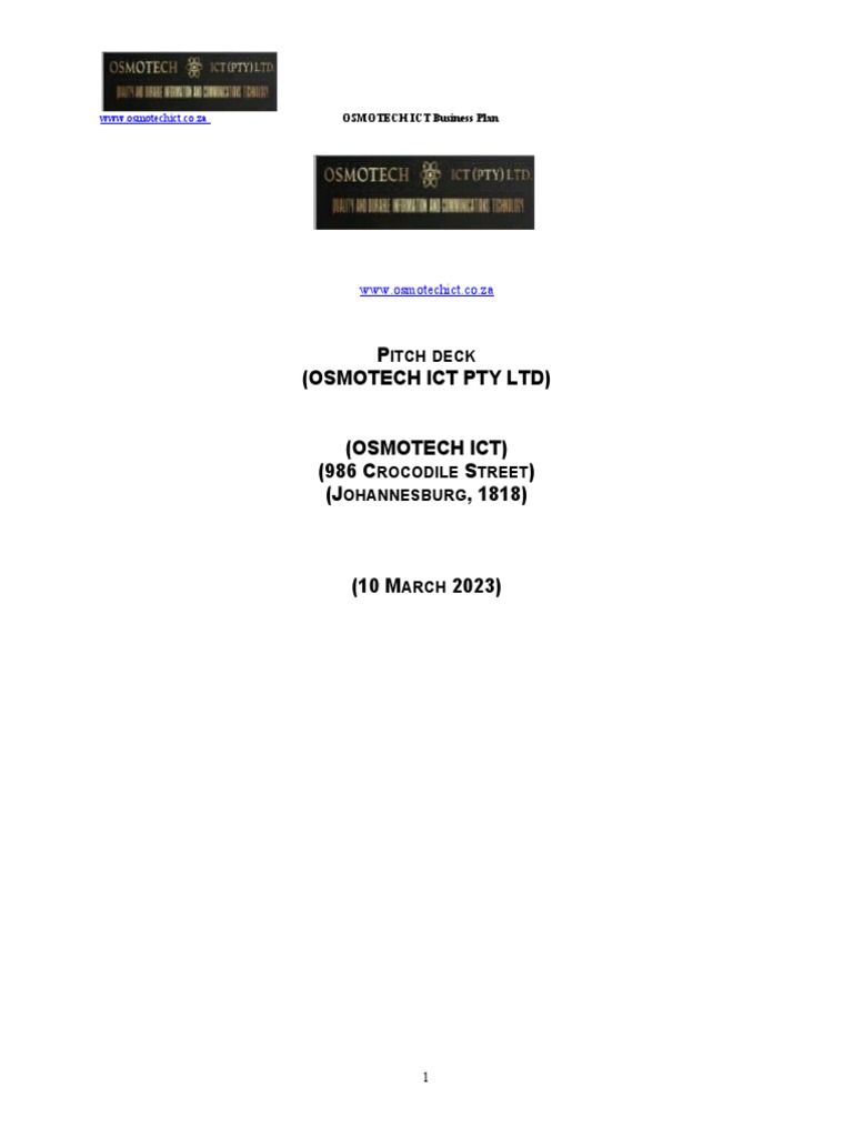 Osmotech Pitch Deck | PDF | Cost Of Living | Information Technology