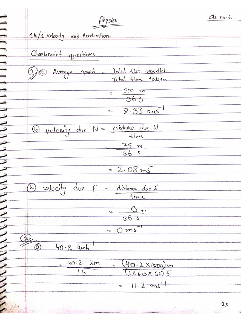 Physics 1A.1 Checkpoint | PDF