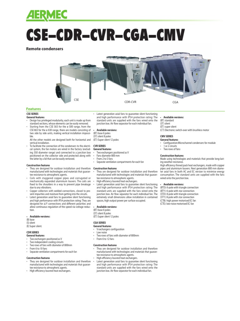 CSE-CDR-CVR-CGA-CMV Remote condensers | PDF | Heat Exchanger | Physical ...