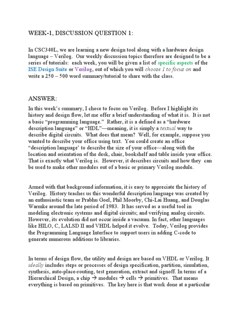 Week-1, DQ-1 - CSC340L | PDF