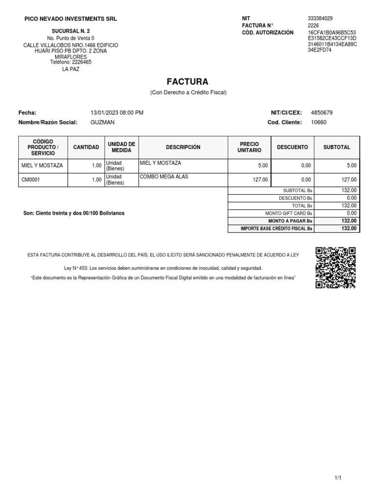 Factura: (Con Derecho A Crédito Fiscal) | PDF | Economias