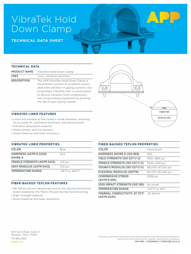 Datasheet Vibratek Hold Down Clamp | PDF | Strength Of Materials | Young's Modulus