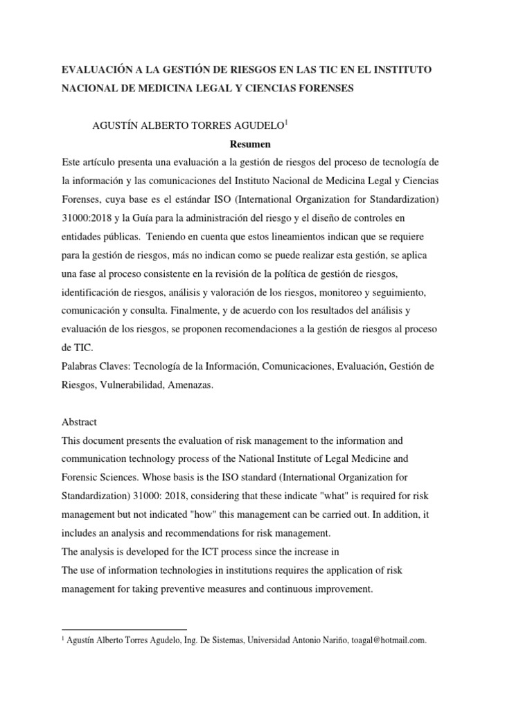 2020 Agustin Alberto Torres Agudelo | PDF | Jurisprudencia médica | Riesgo