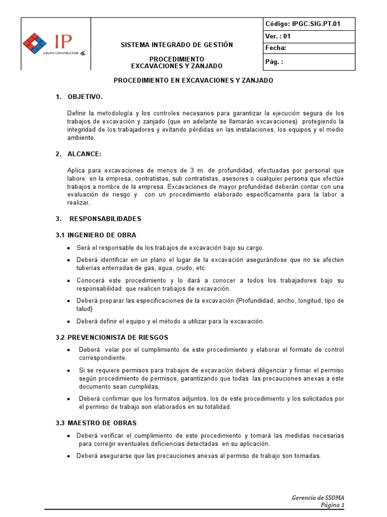 Ipgc - Sig.pt.01 - Excavacion y Zanjado | PDF | Tecnología