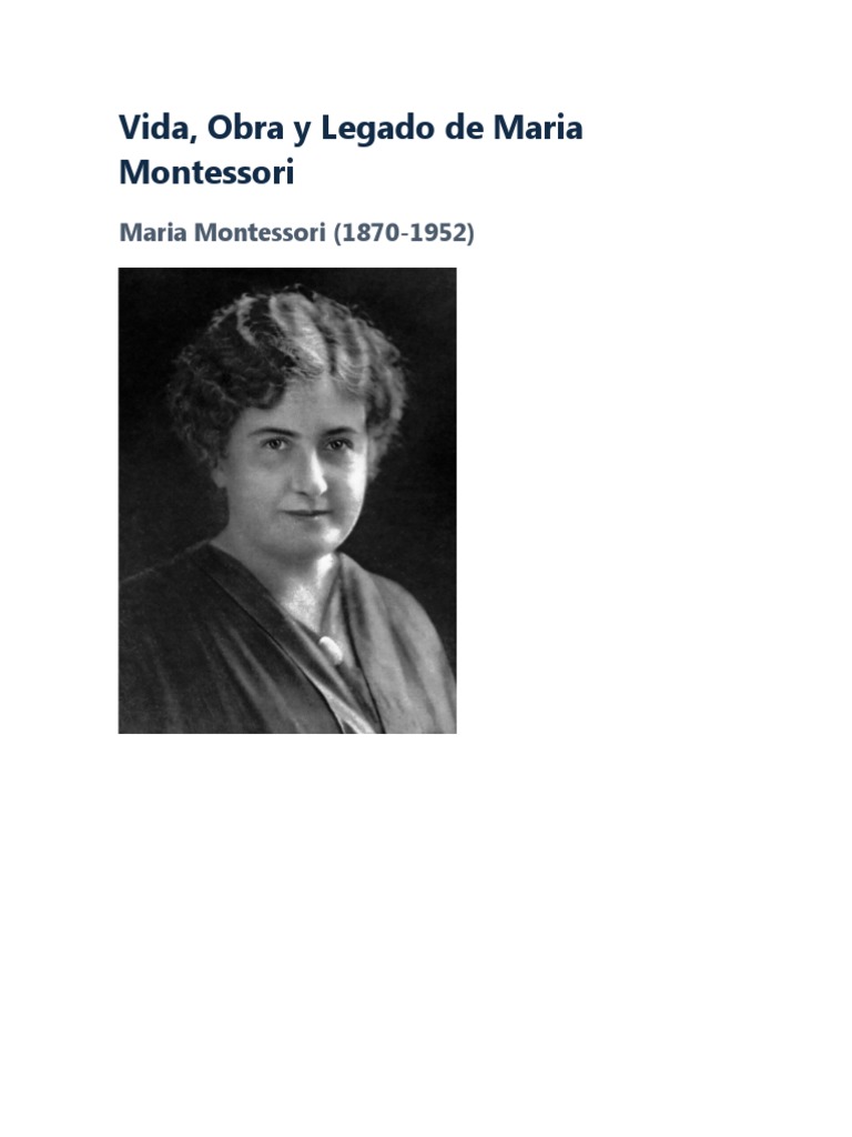 Vida y Obra Legado de Maria Montessori | PDF