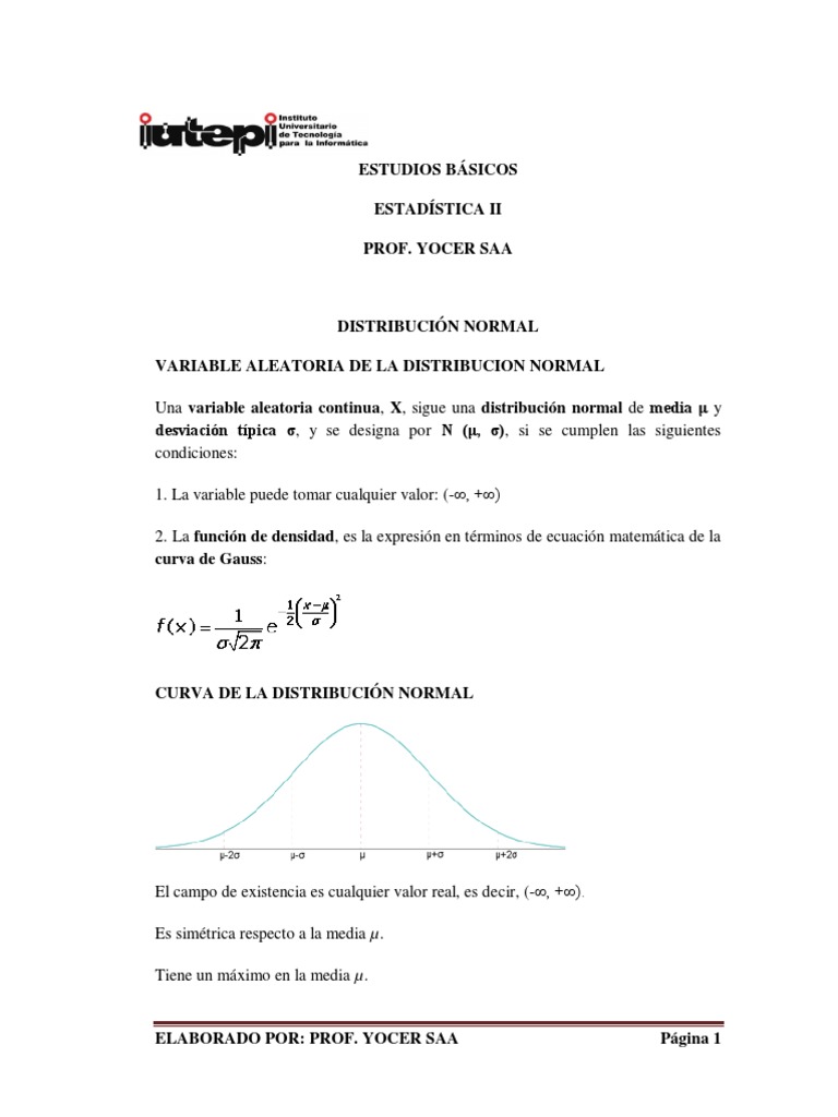Distribución Normal y Probabilidades | PDF | Distribución normal ...