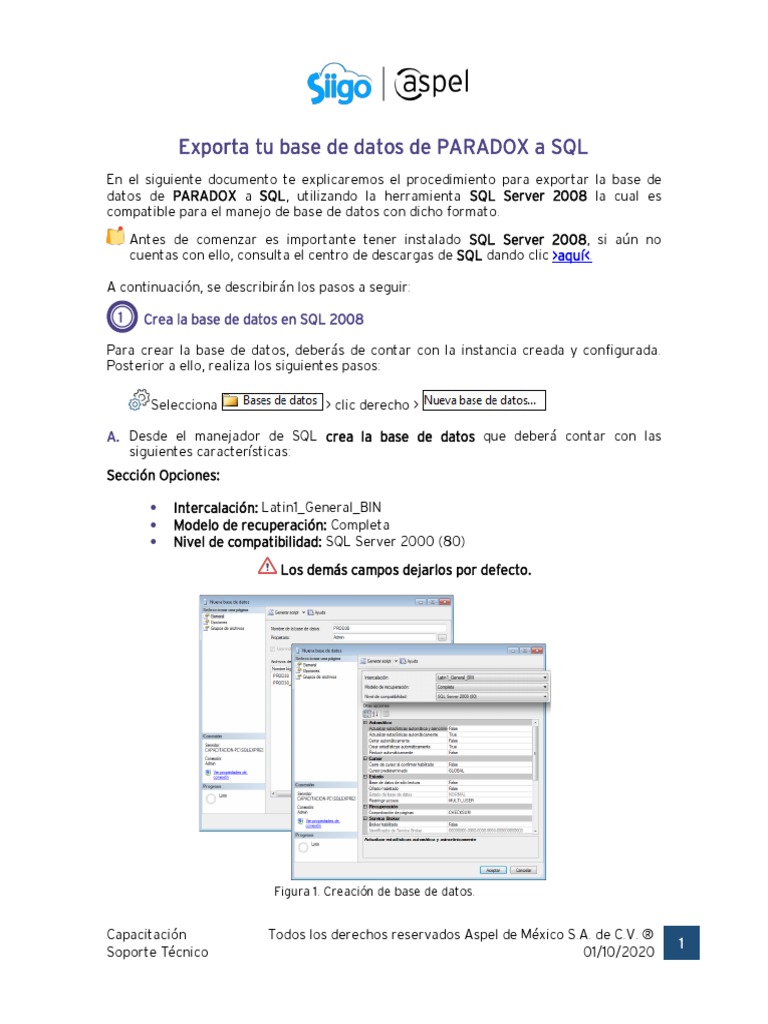 P003 Exportacion PARADOX SQL | PDF | Servidor SQL de Microsoft | Bases de datos