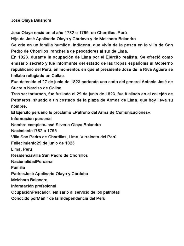 José Olaya | PDF | Historia