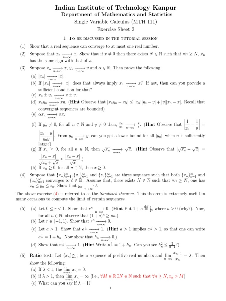 Assignment 2 MTH 111 PDF | PDF | Limit (Mathematics) | Sequence