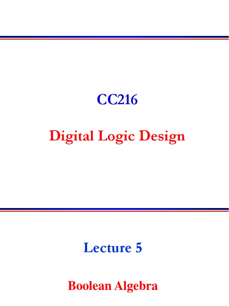 Lecture 5 Boolean Algebra Pdf