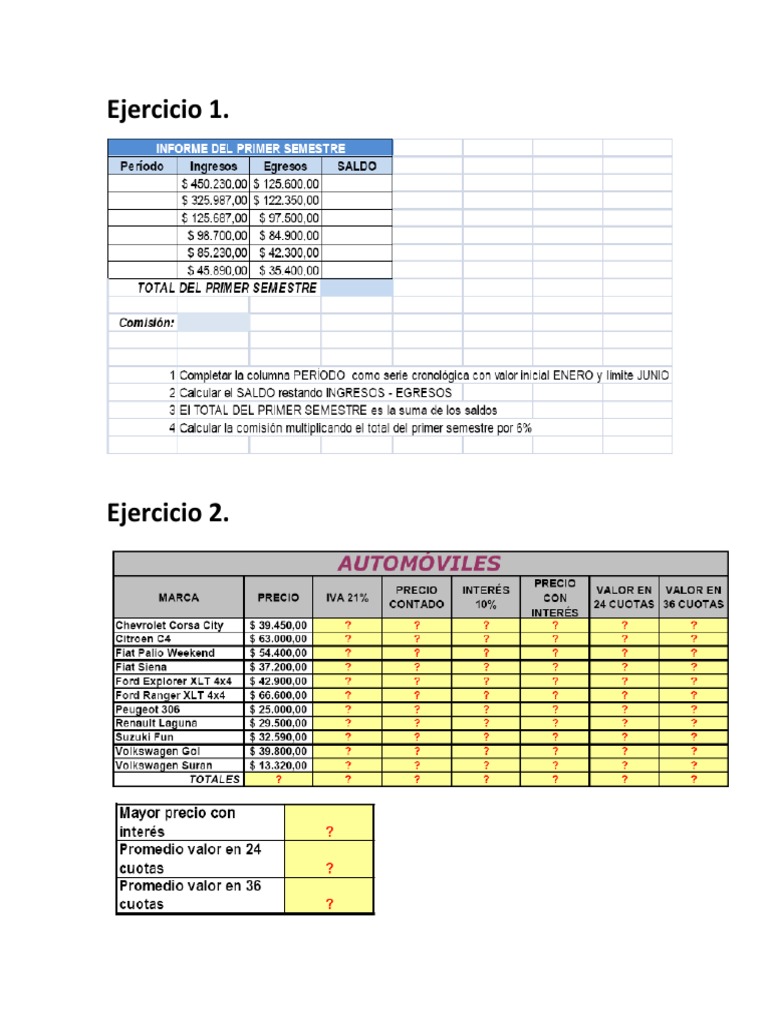 Ejercicios Finales de Excel | PDF