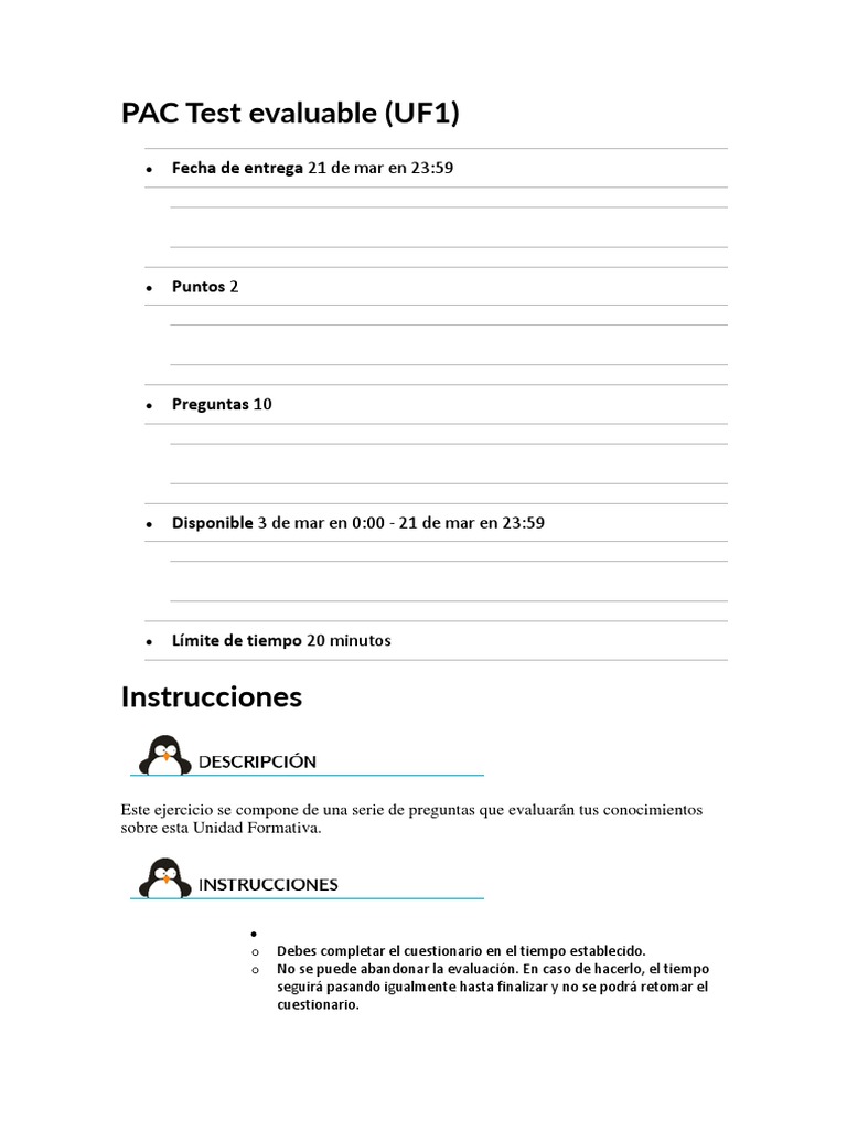 PAC Test Evaluable (UF1) Entornos de Desarrollo PDF | PDF | Caso de uso ...