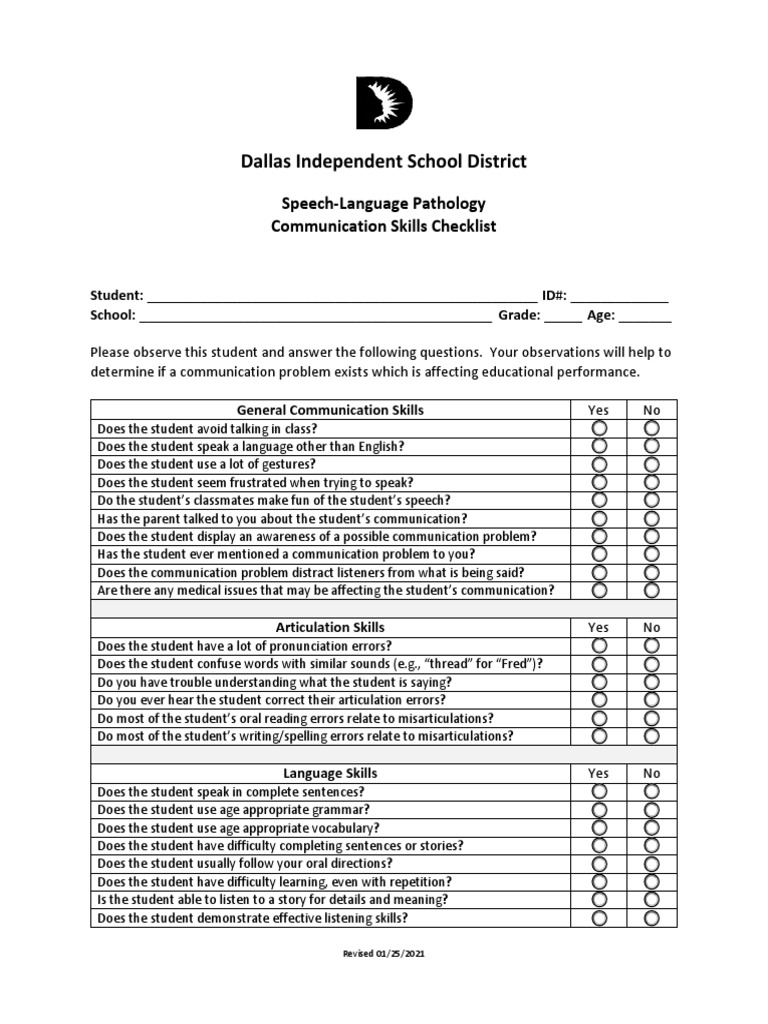 Communication Skills Checklist | Download Free PDF | Speech | Communication