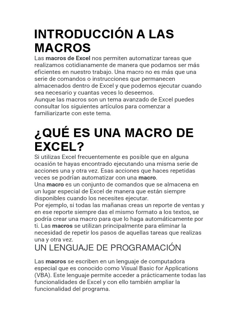 Intro a macros Excel | PDF | Macro (informática) | Microsoft Excel
