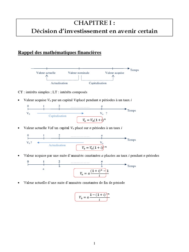 Chapitre I Section 1 2 1 | PDF | Fonds de roulement | Investir