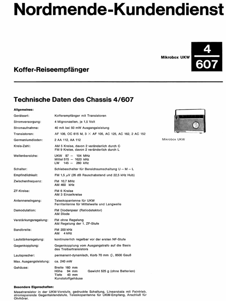 Nordmende 4 607 Mikrobox Ukw SM PDF | PDF