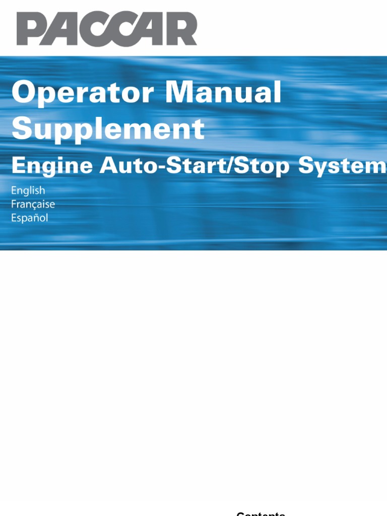 Paccar Auto Start Stop Operators Manual | PDF | Vehicles | Vehicle Technology