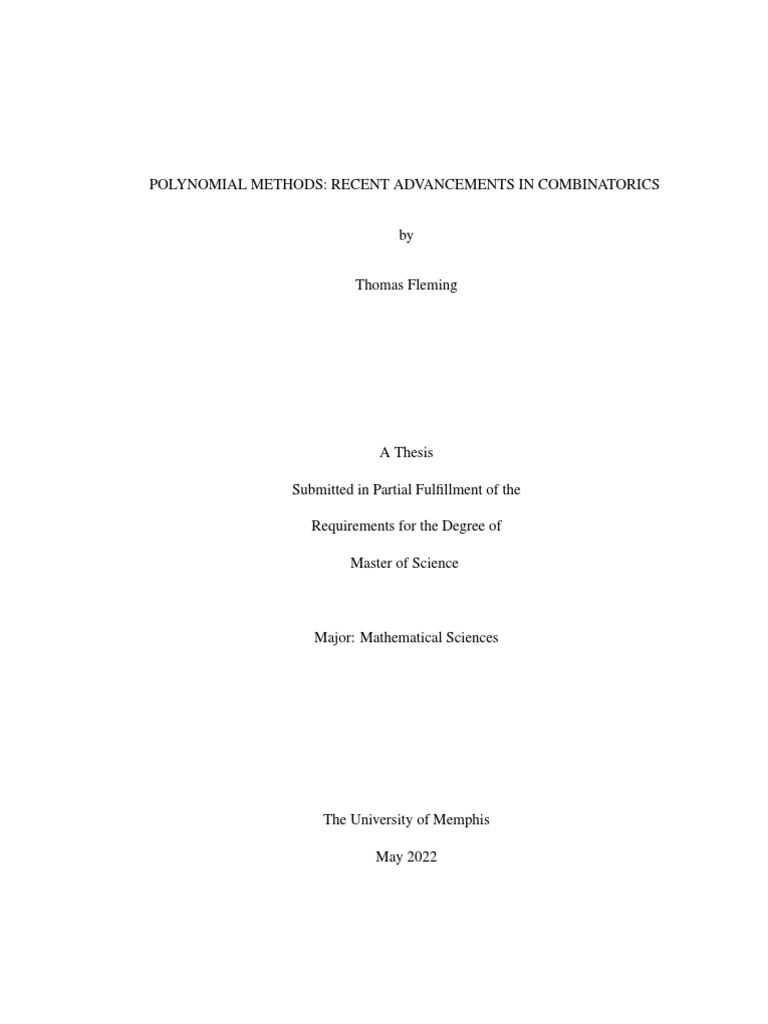 (Master Thesis at University of Memphis) Thomas Rexford Fleming ...