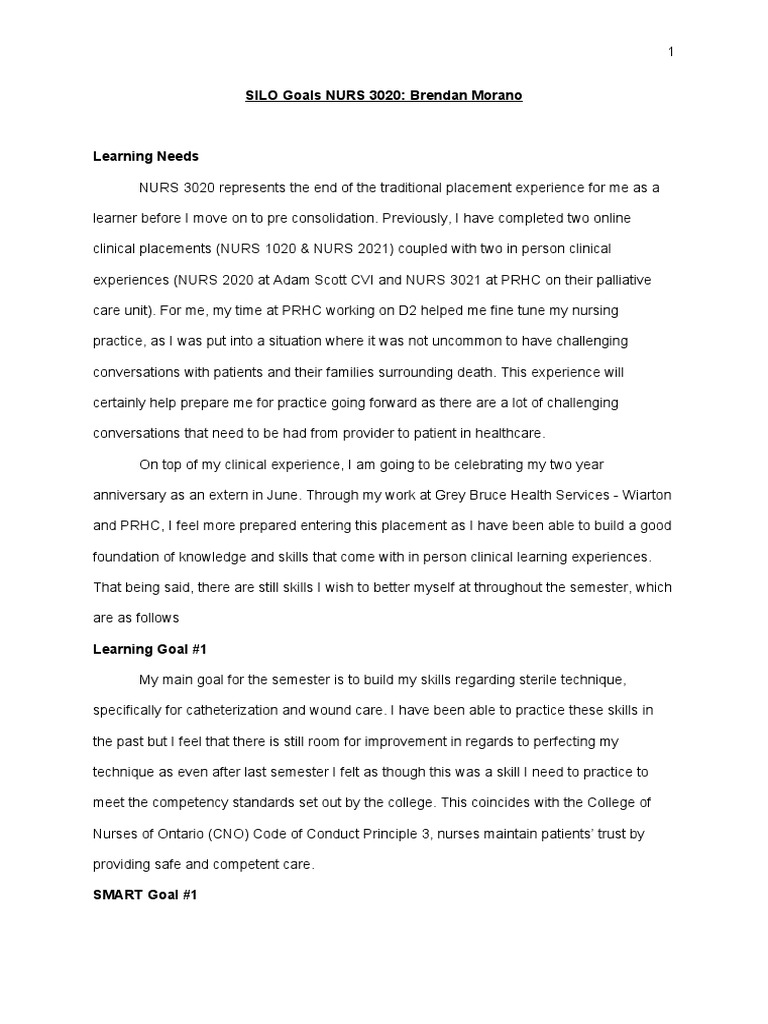 NURS 3020 Clinical Goals and Skills | PDF | Heart | Nursing