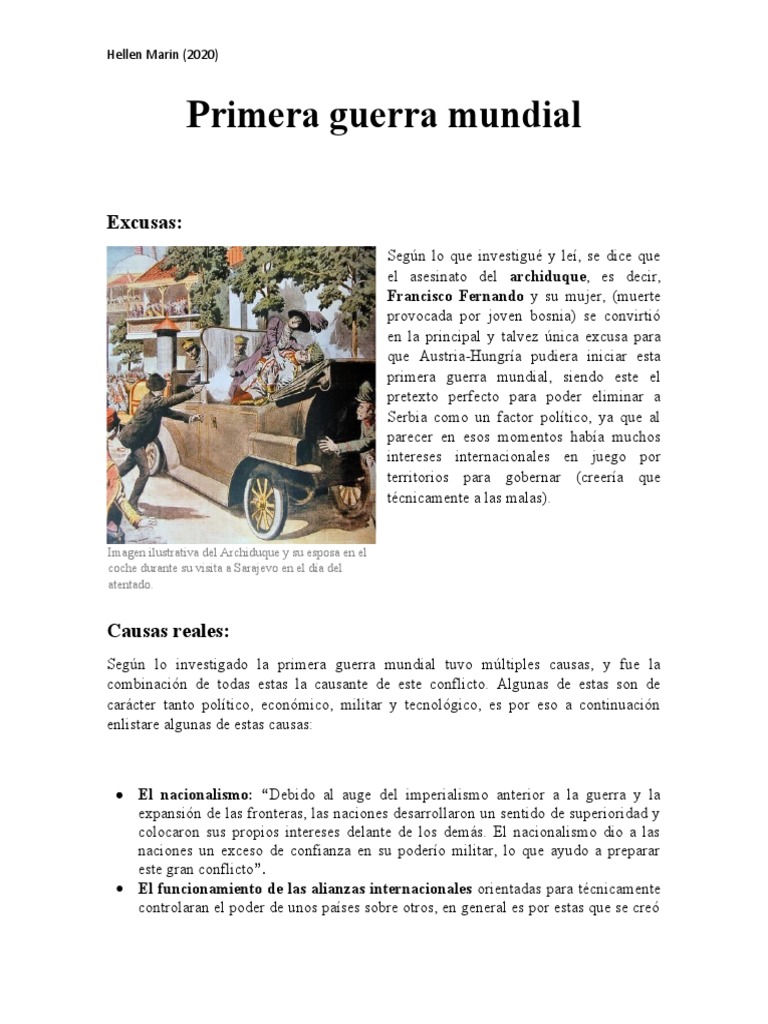 Pretexto y causas de la Primera Guerra Mundial | PDF | Primera Guerra ...