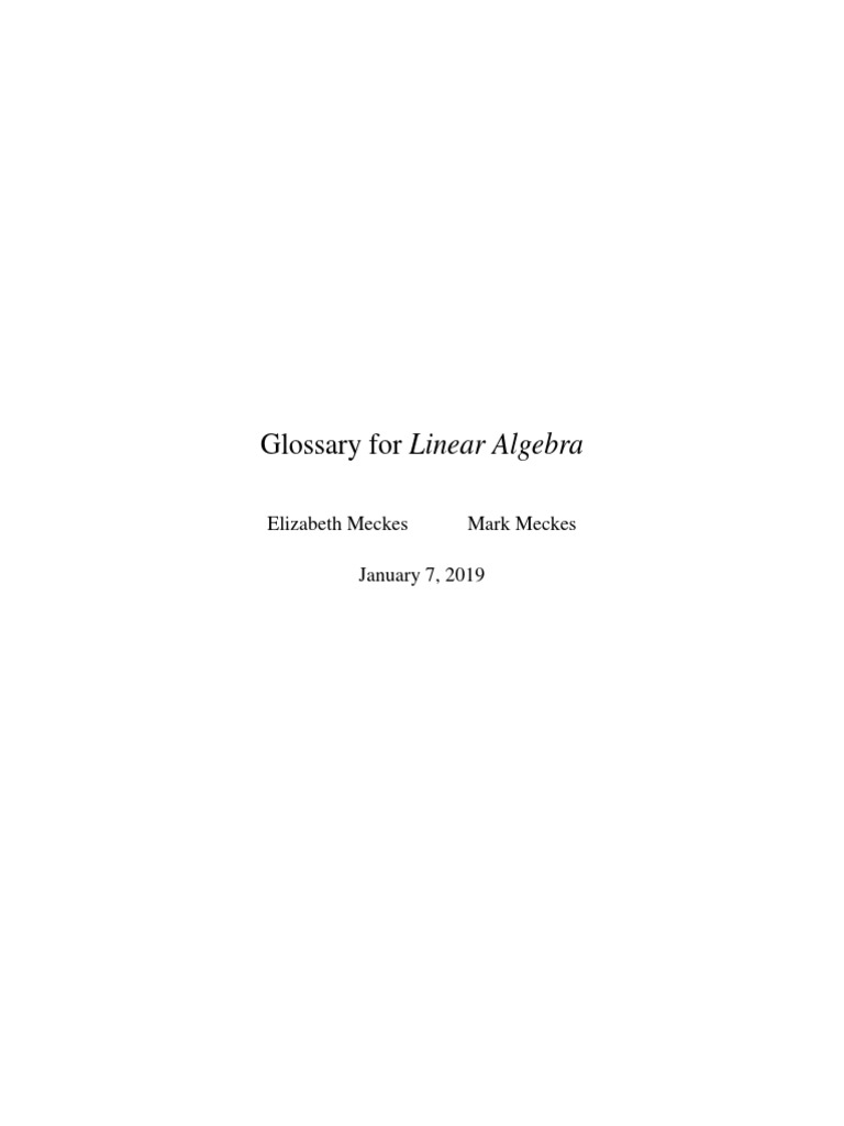 Glossary For Linear Algebra Pdf Eigenvalues And Eigenvectors