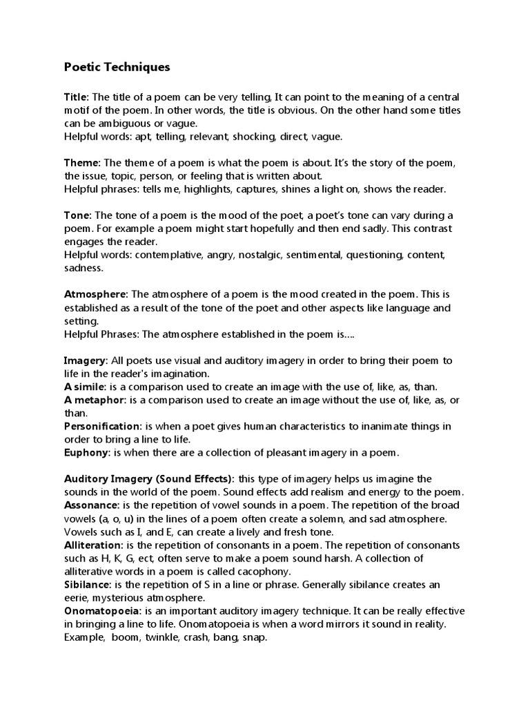 An In-Depth Exploration of Poetic Techniques: Unpacking the Tools that ...