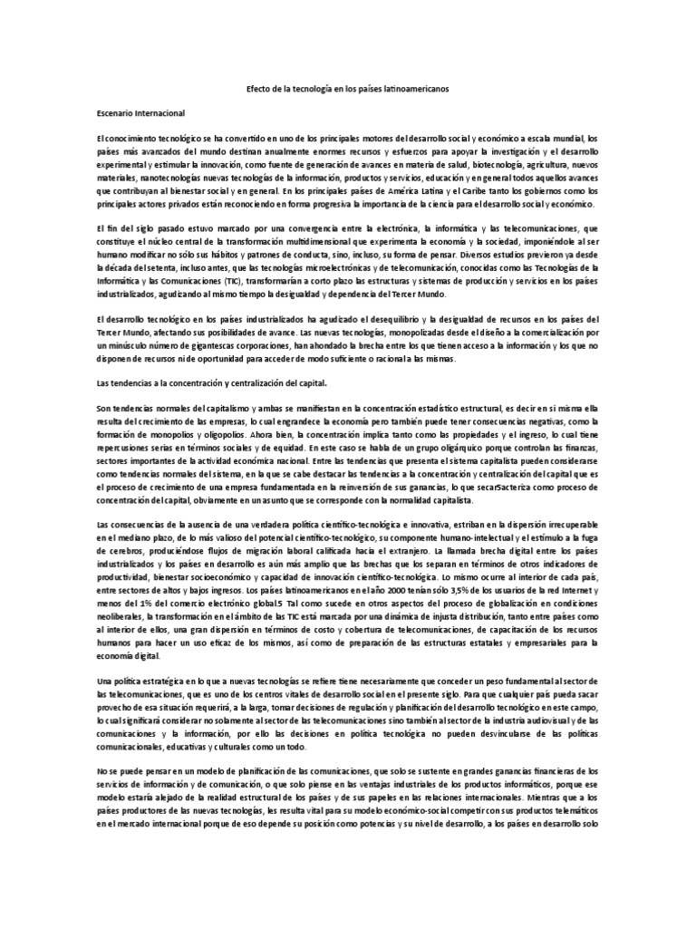 Efecto de La Tecnología en Los Países Latinoamericanos | PDF ...
