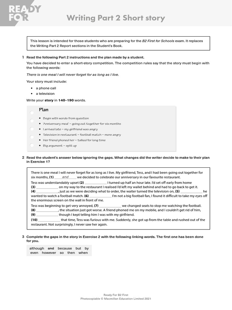 RfB2F - B2 First For Schools - Writing Lesson - Short Story | Download ...