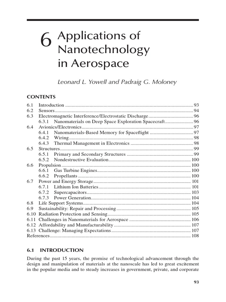 Applications of Nanotechnology in Aerospace: Leonard L. Yowell and ...