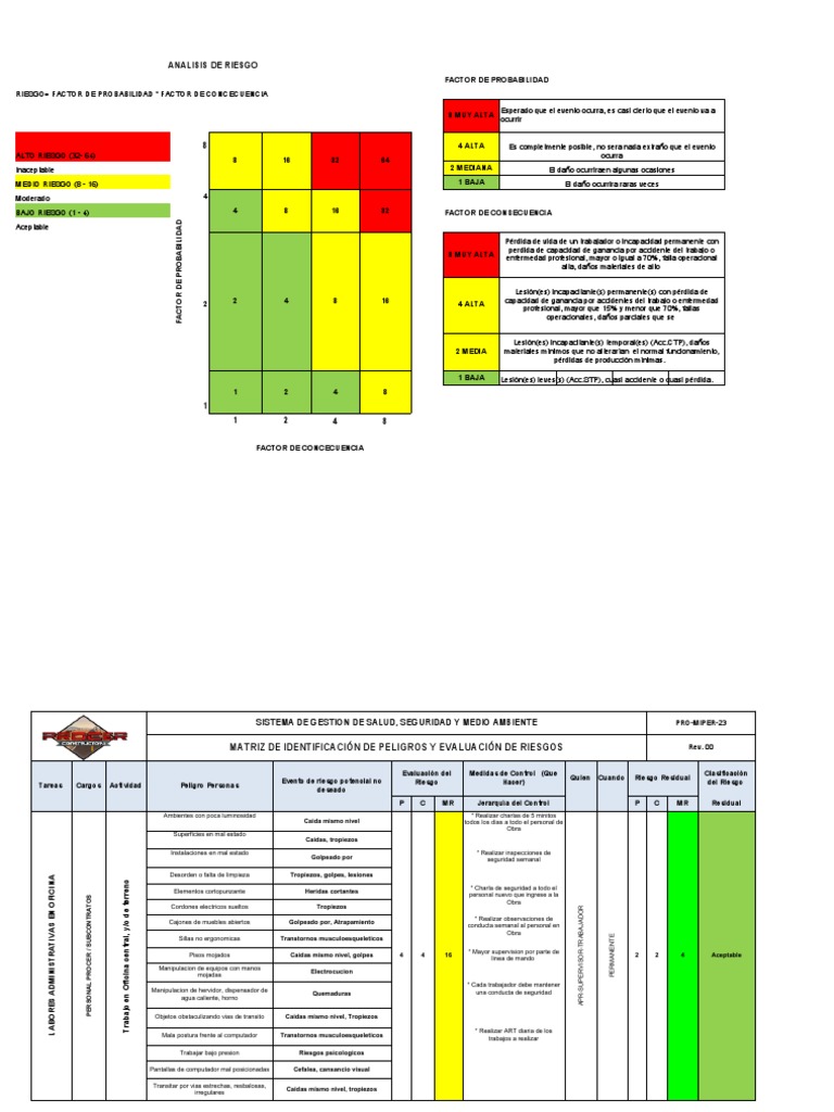 Matriz de Peligros y Riesgo Procer | PDF | Riesgo